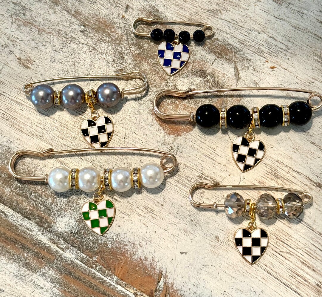 Checkered Heart Pins - Etsy