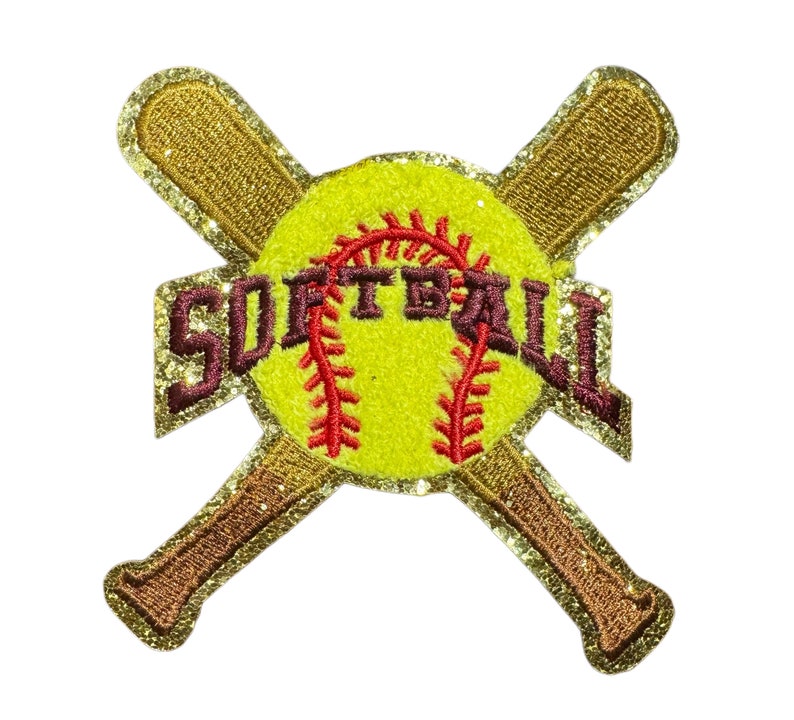 Softball Iron on Chenille Patches DIY - Etsy