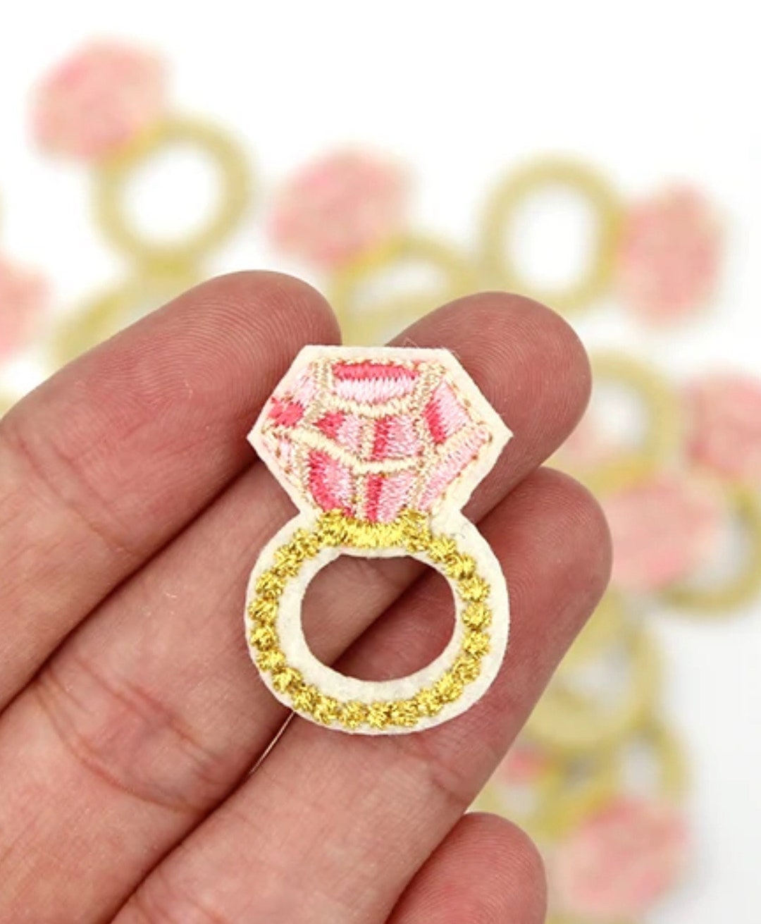 Pink Diamond Wedding Engagement Ring Iron on Patch - Etsy