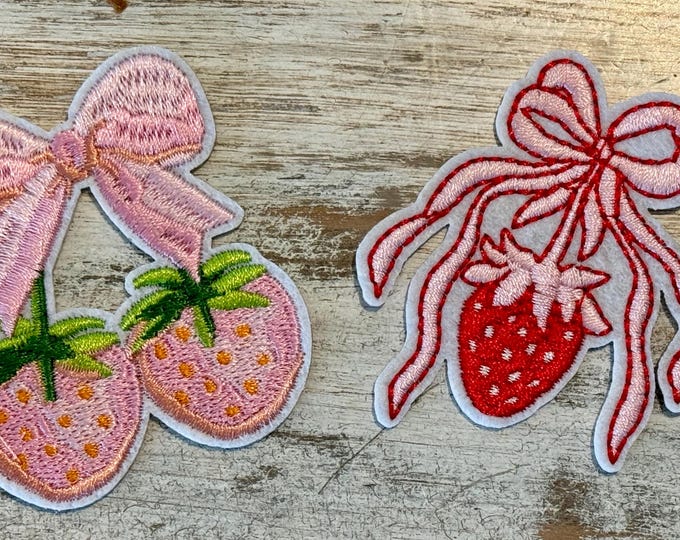 Strawberries & Bows Iron on Patches - Etsy