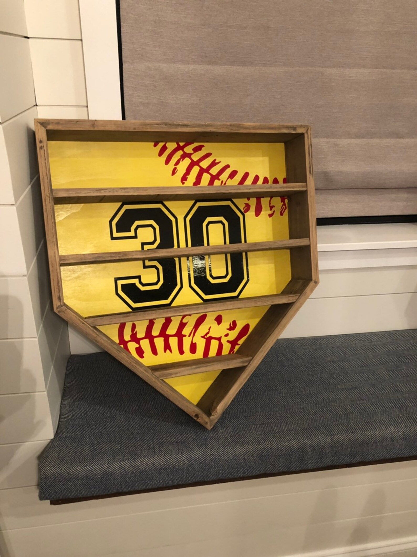 SOFTBALL Display Rack With Painted Yellow Backing-no PEGS - Etsy