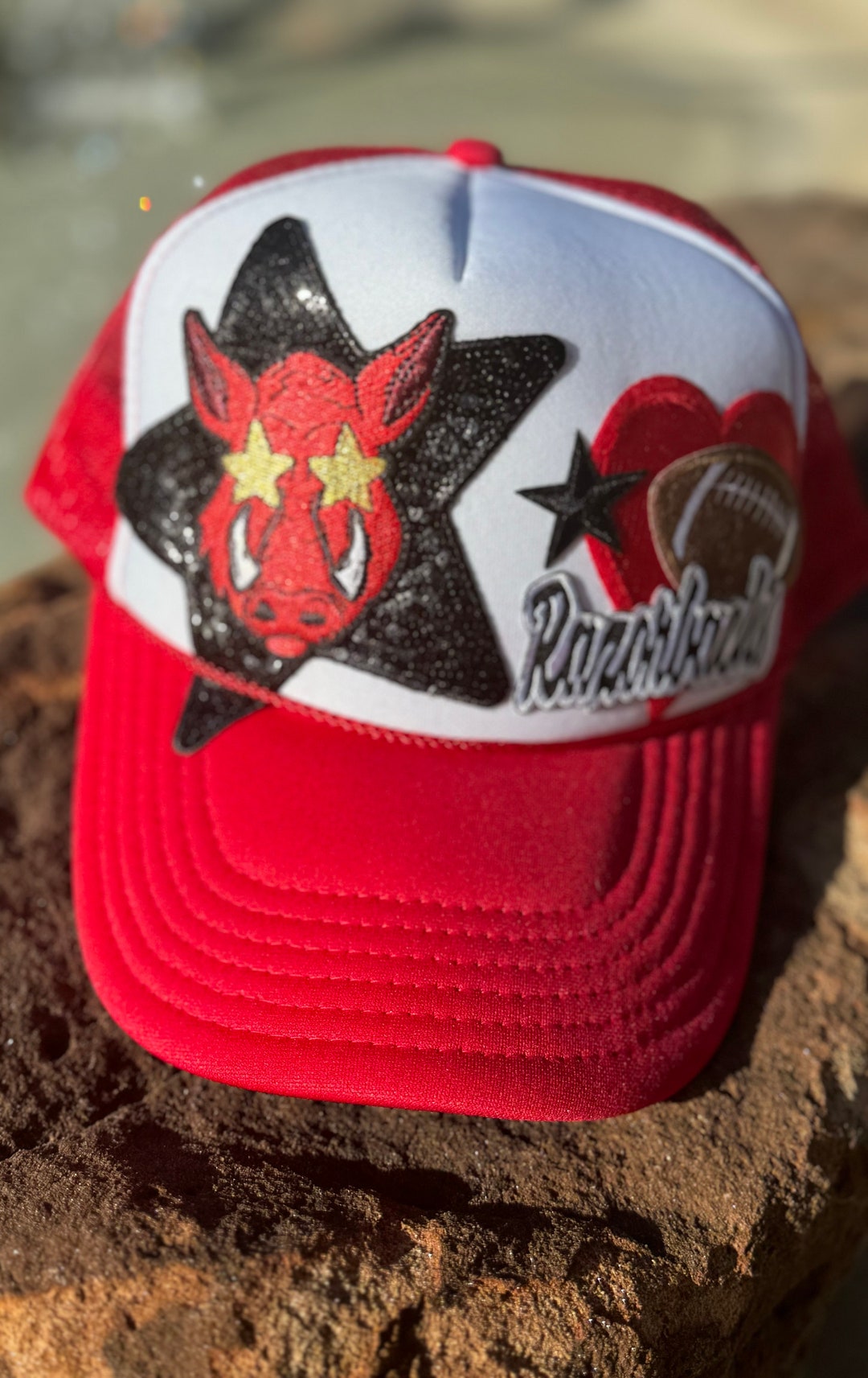Red Razorback Football Trucker Cap - Etsy