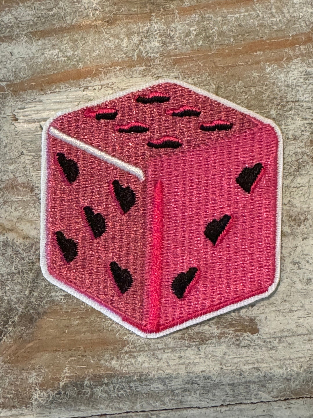 Pink Heart Dice Iron on Patches - Etsy