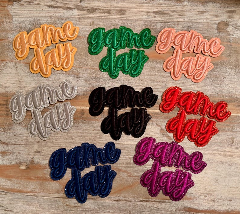 Game Day Iron on Glitter Patches - Etsy