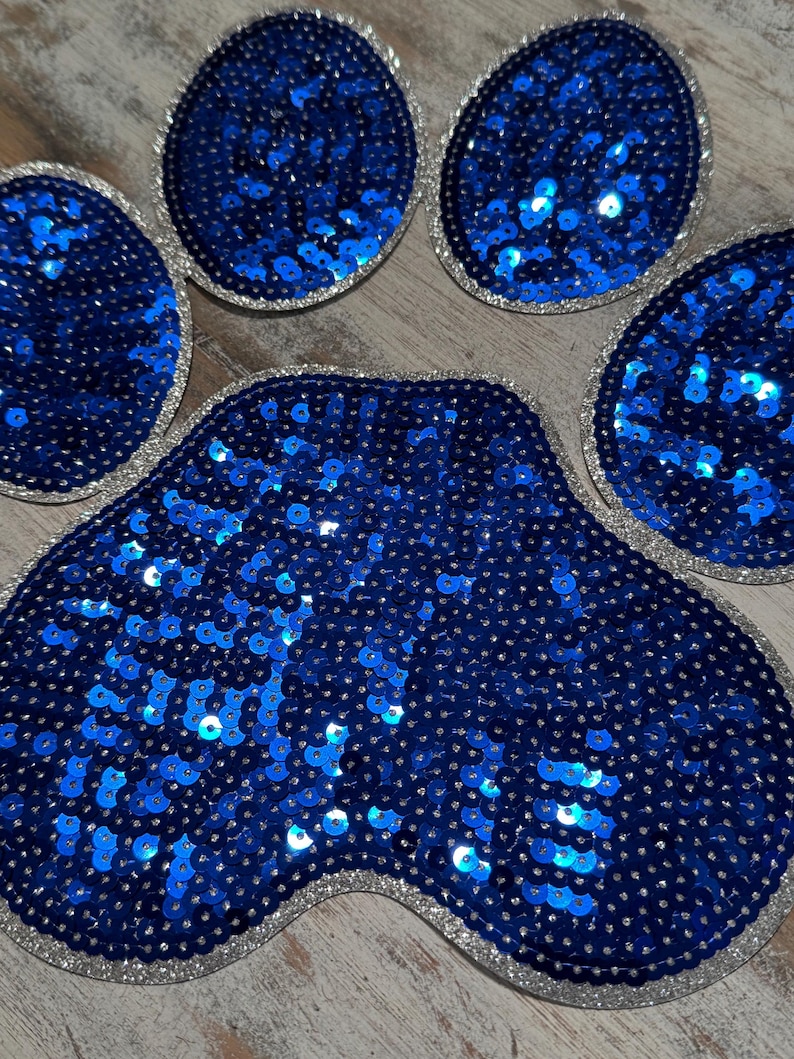 XL Royal Blue Paw Print Iron on Patch - Etsy