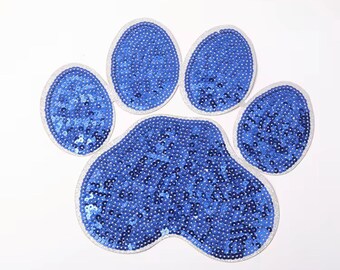 XL Royal Blue Paw Print Iron on Patch - Etsy