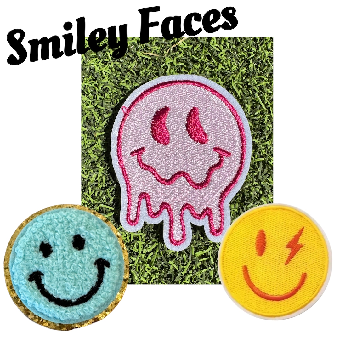 Smiley Face Iron on Embroidered Patches DIY - Etsy