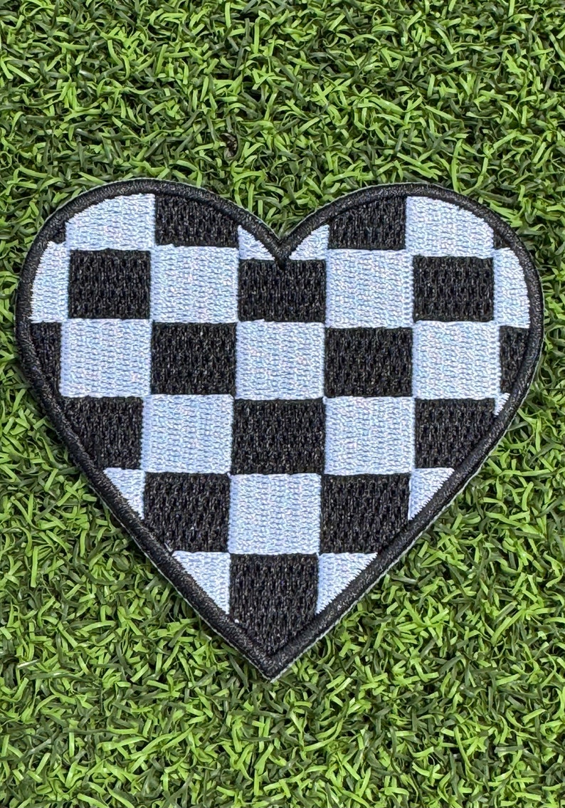 Checkered Heart Iron on Patches - Etsy