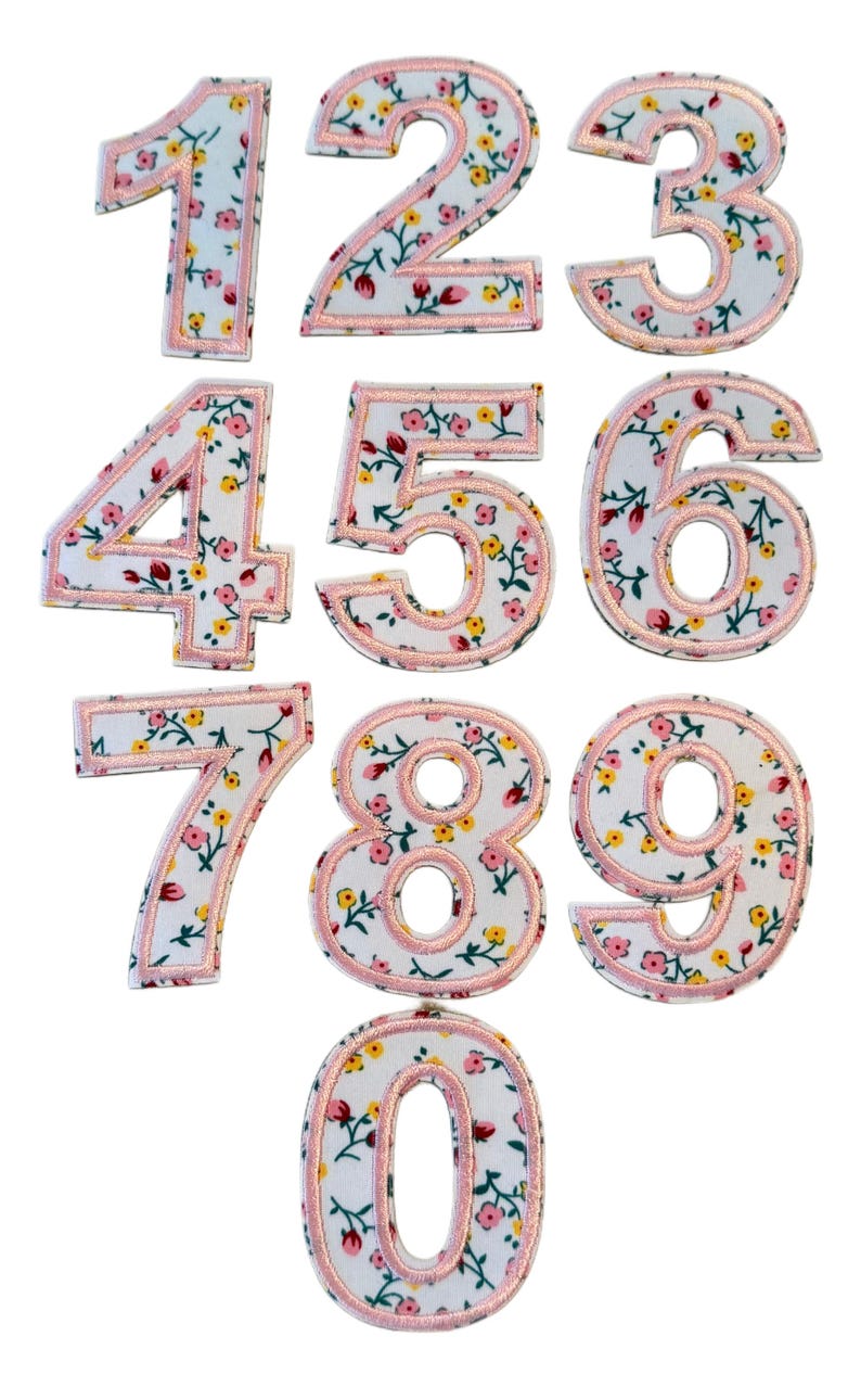 Pink Floral Iron on NUMBER Patches - Etsy
