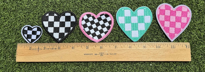Checkered Heart Iron on Patches - Etsy