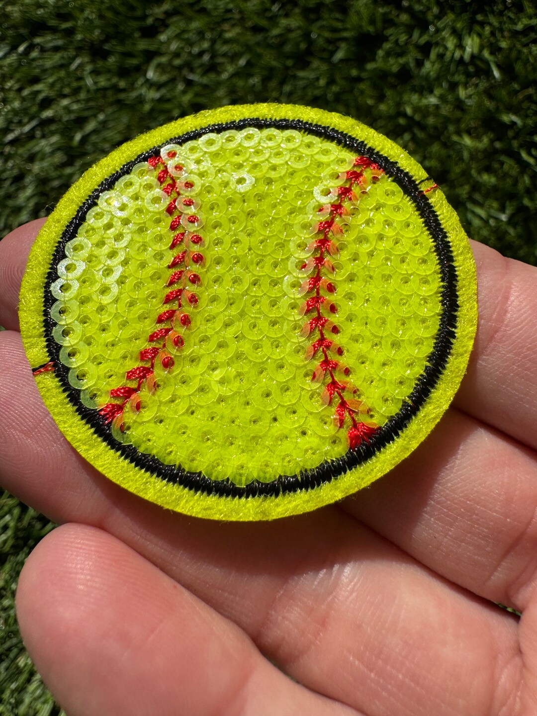 Sequin Softball Yellow Iron on Patch - Etsy