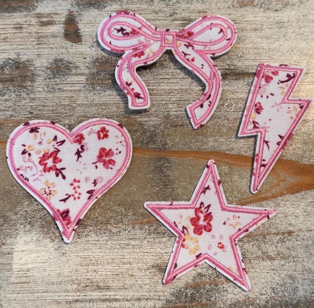 Pink Floral Iron on Patches - Etsy