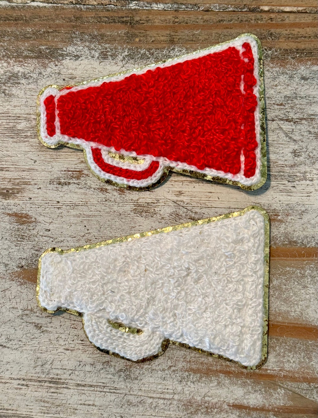 Chenille Cheer Megaphone Iron on Patches (red & White) - Etsy