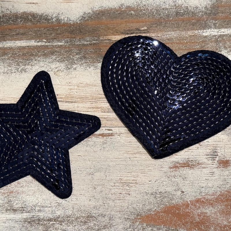 Blue Heart Sequin Patches - Etsy