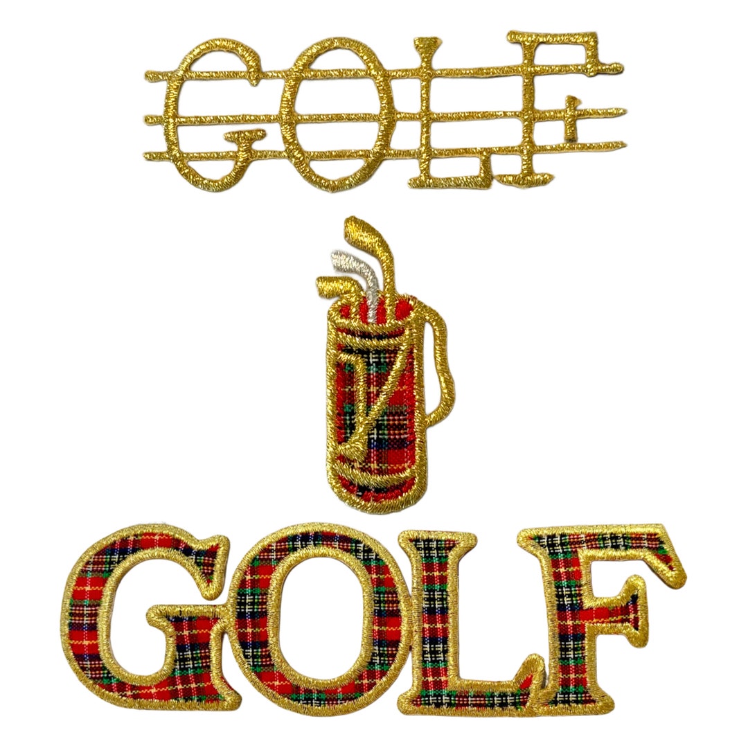 Plaid & Gold Golf Iron on Patches - Etsy