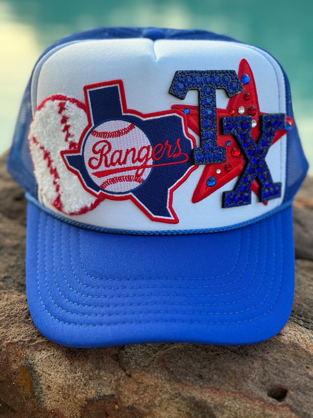 TX Rangers Bling Baseball Trucker Hat - Etsy