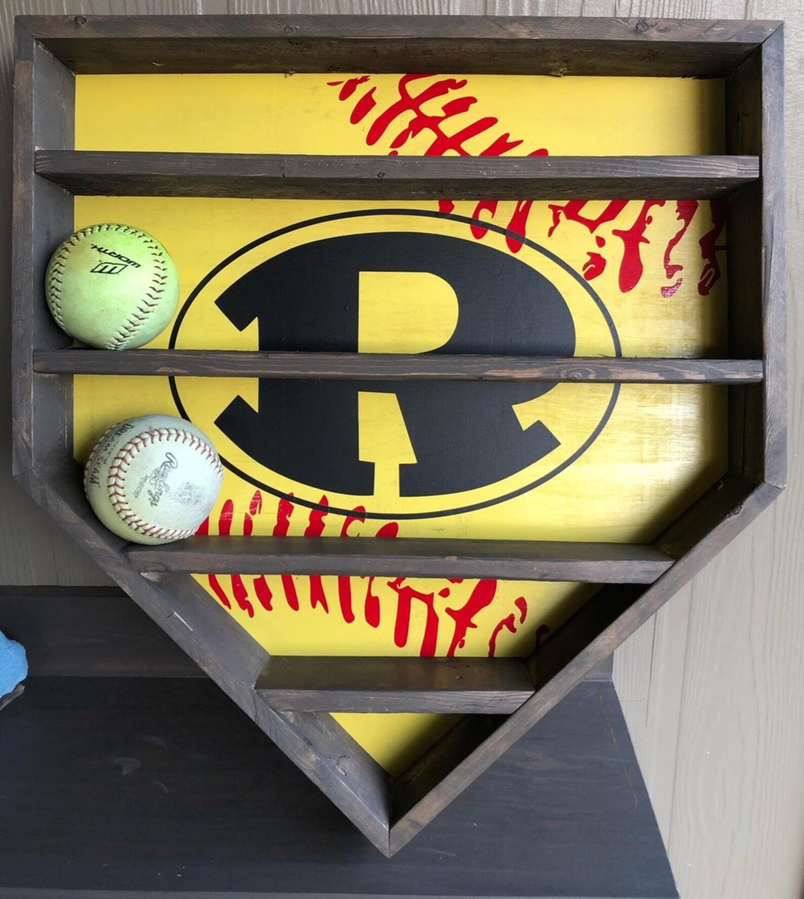 SOFTBALL Display Rack With Painted Yellow Backing-no PEGS - Etsy
