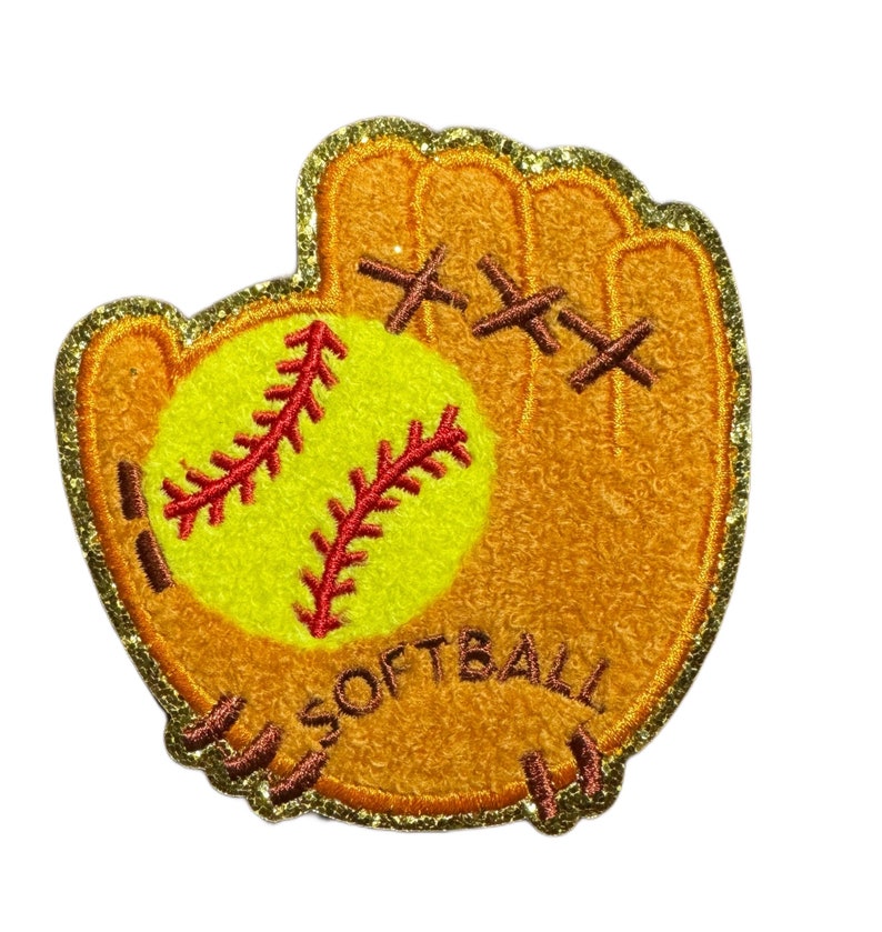 Softball Iron on Chenille Patches DIY - Etsy