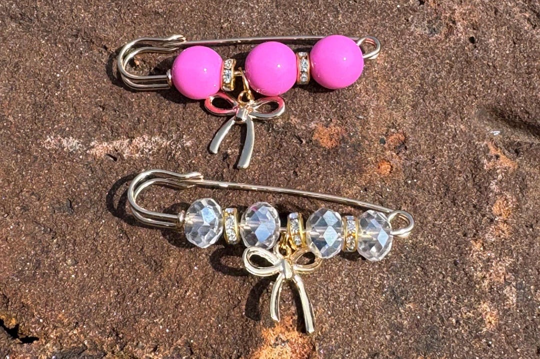 Beaded Bow Charm Pins - Etsy