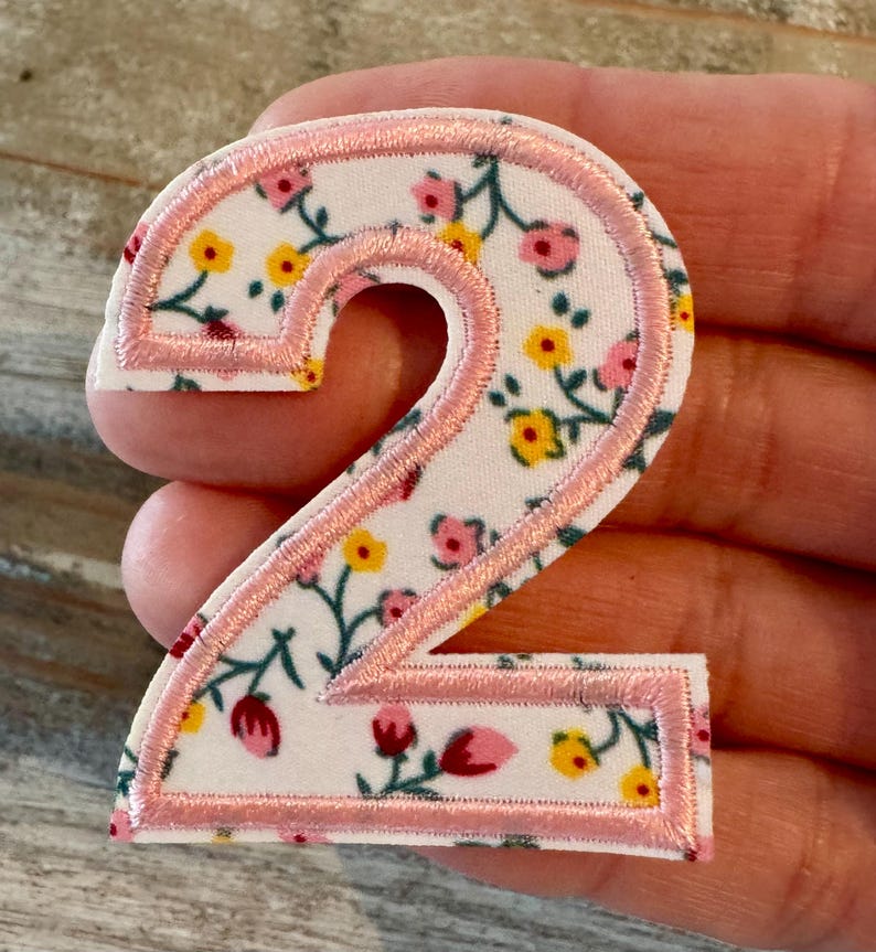 Pink Floral Iron on NUMBER Patches - Etsy