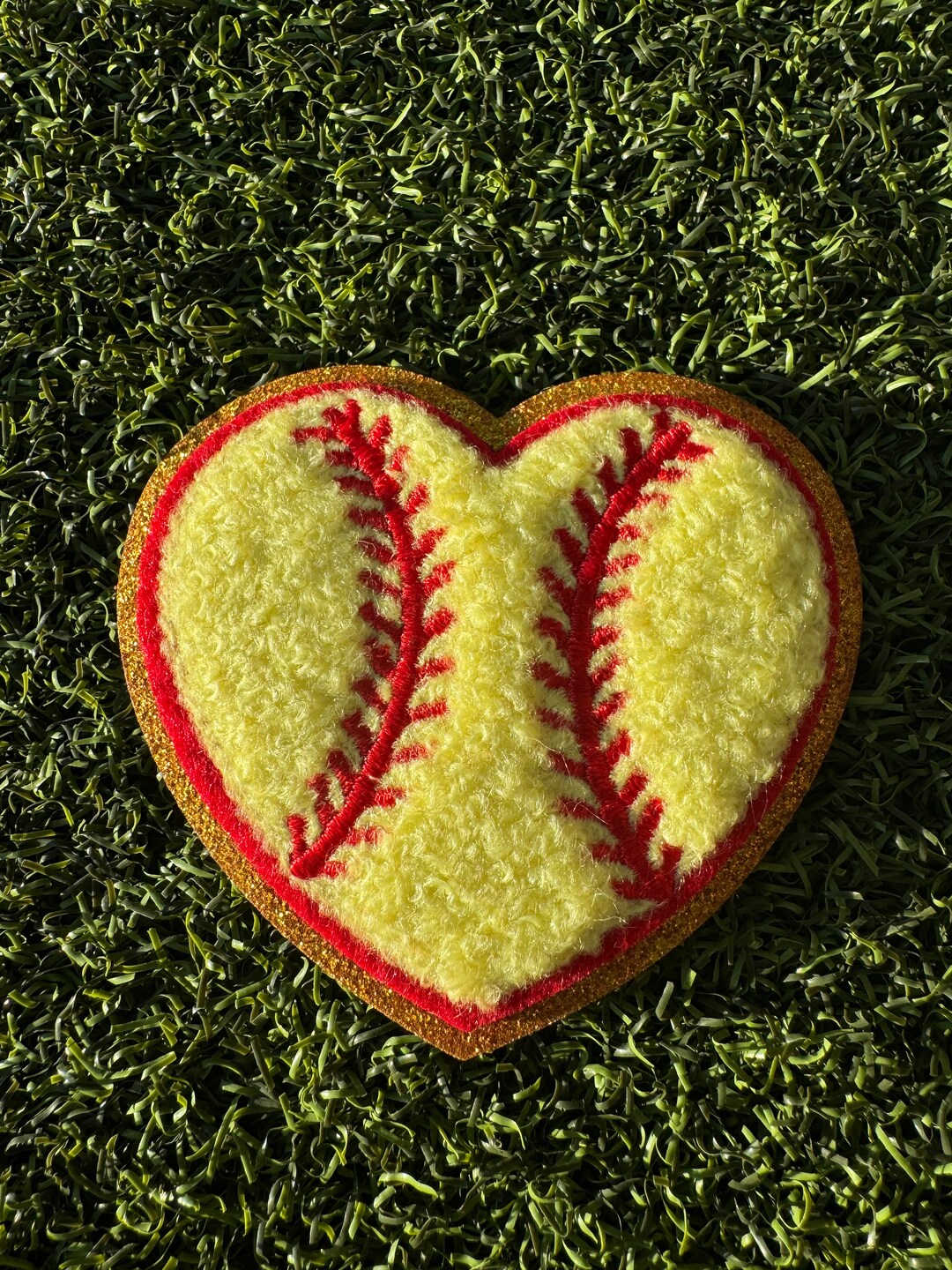 Yellow Softball Heart Iron on Patches - Etsy