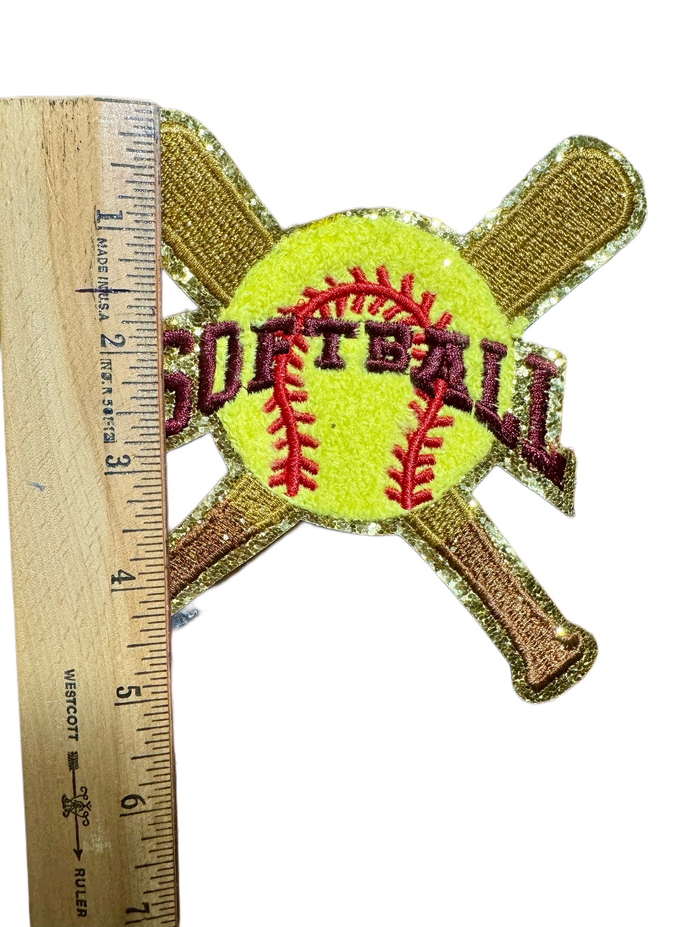 Softball Iron on Chenille Patches DIY - Etsy