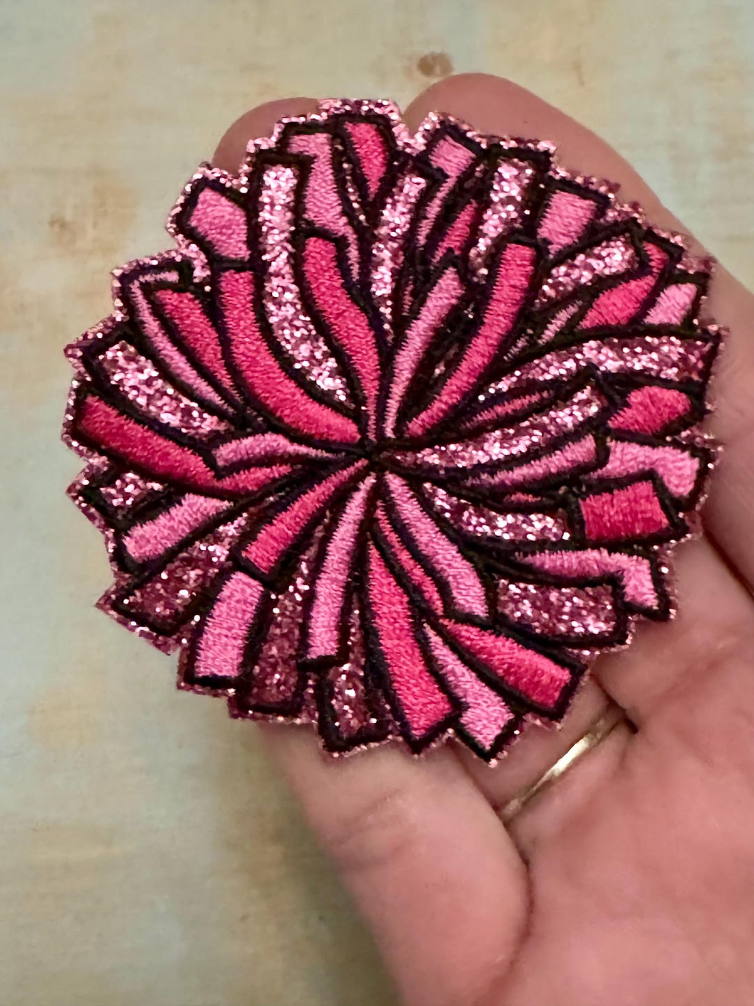 Large Glitter Cheer Pom Pom Iron on Patches - Etsy