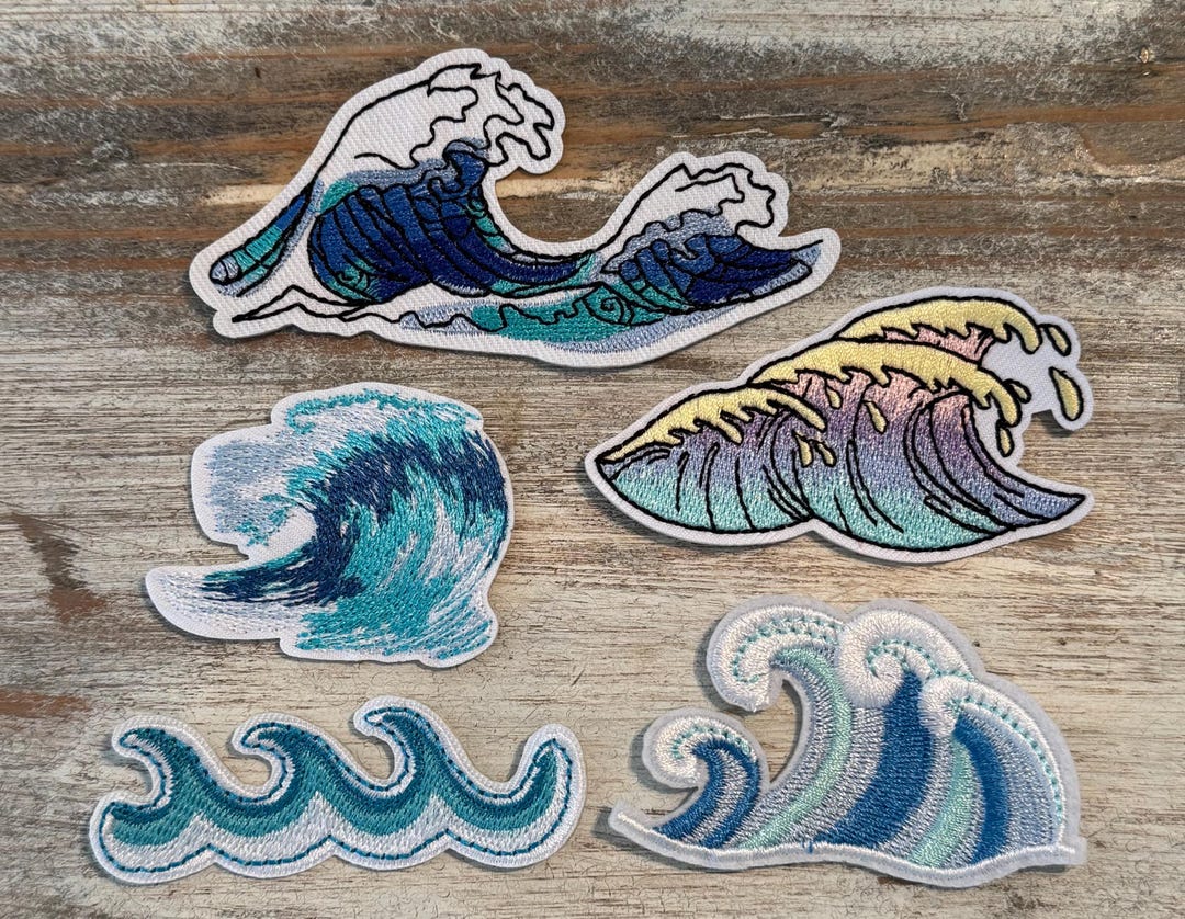 Ocean Wave Iron on Patches - Etsy