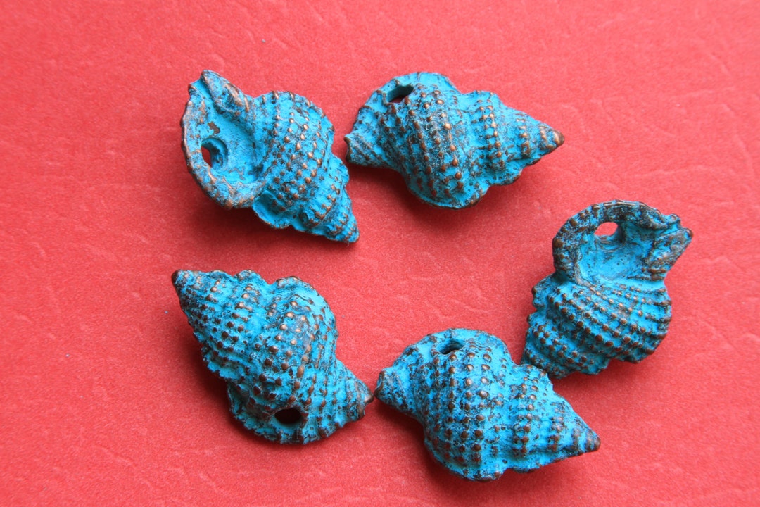 1/1 MADE in GREECE Mykonos Green Patina Conch, Green Patina Seashell ...