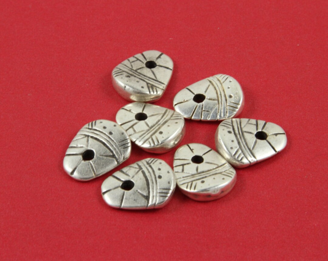 8/10 MADE in EUROPE 4 Silver Flat Bell Charms, Mykonos Casting Flat ...