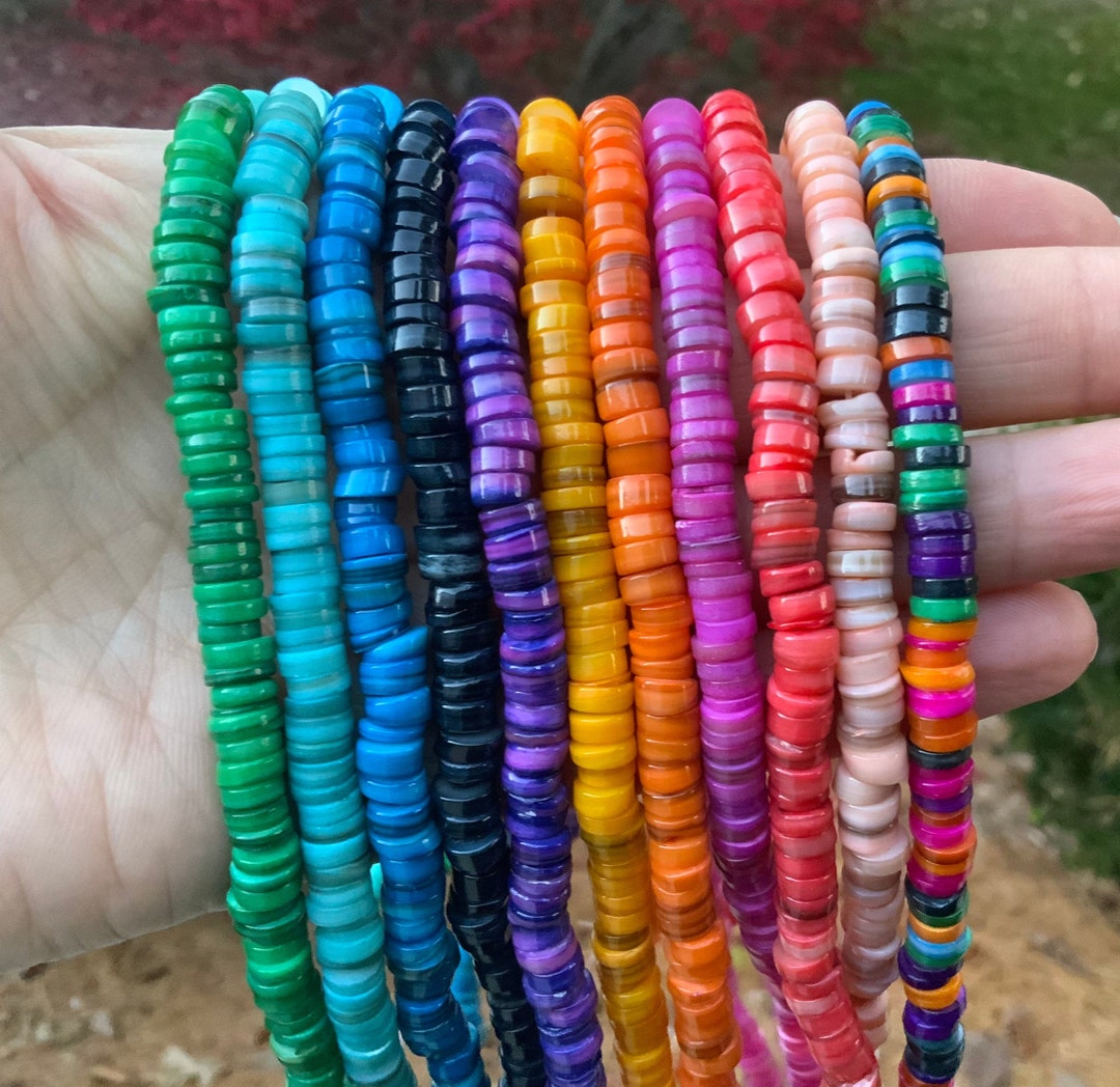 X0059>>colored Freshwater Shell Beads, Shell Heishi Beads Full 15.5 ...