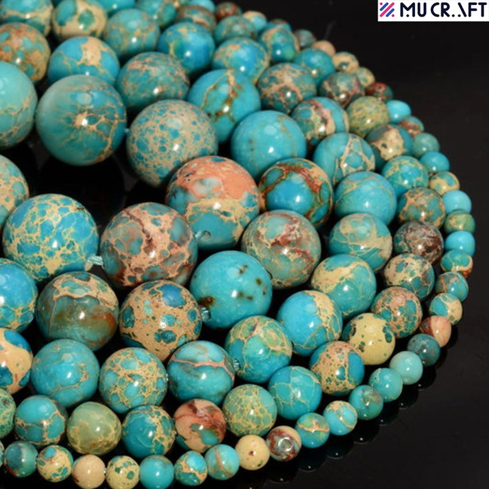 R0012-20>>full 15.5" Strand Sea Sediment Jasper Round Beads, Imperial ...