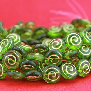 Czp0007>> Czech Glass 10 Flat Swirl Sheashell Beads, Flat Spiral ...