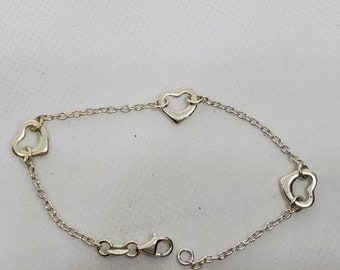 Sterling Silver Heart Bracelet - Etsy