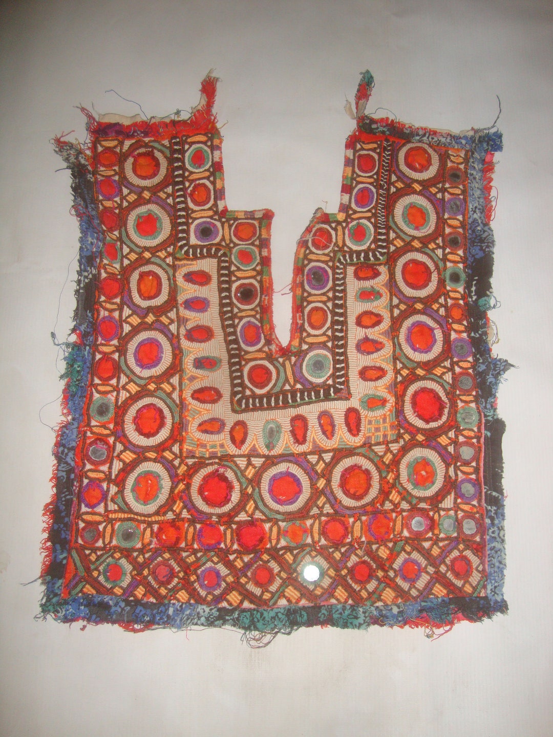 Traditional Art Embroidery Yoke Neck Patches Indian Vintage Kutch ...