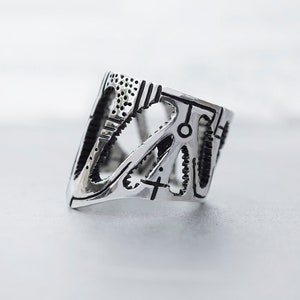 Long Tube Ring Chunky Wide Band Ring Statement Big Silver Ring - Etsy