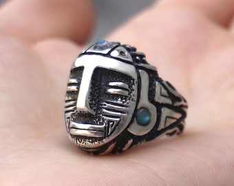Aztec Gemstone Ring - Etsy