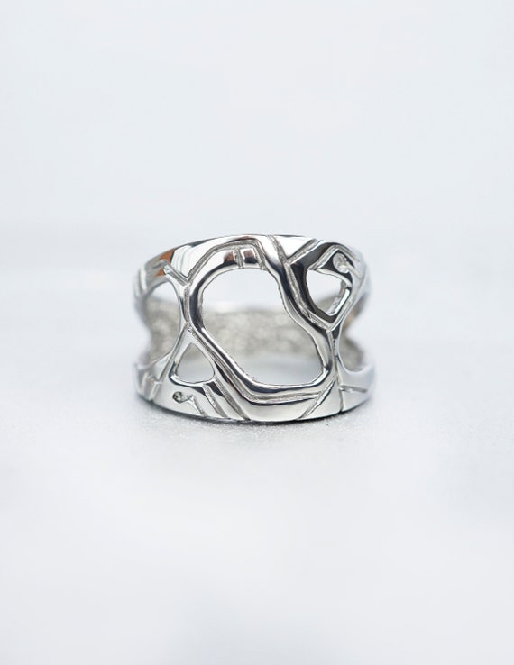 Mens silver Cyberpunk ring Unique Mens ring Industrial | Etsy