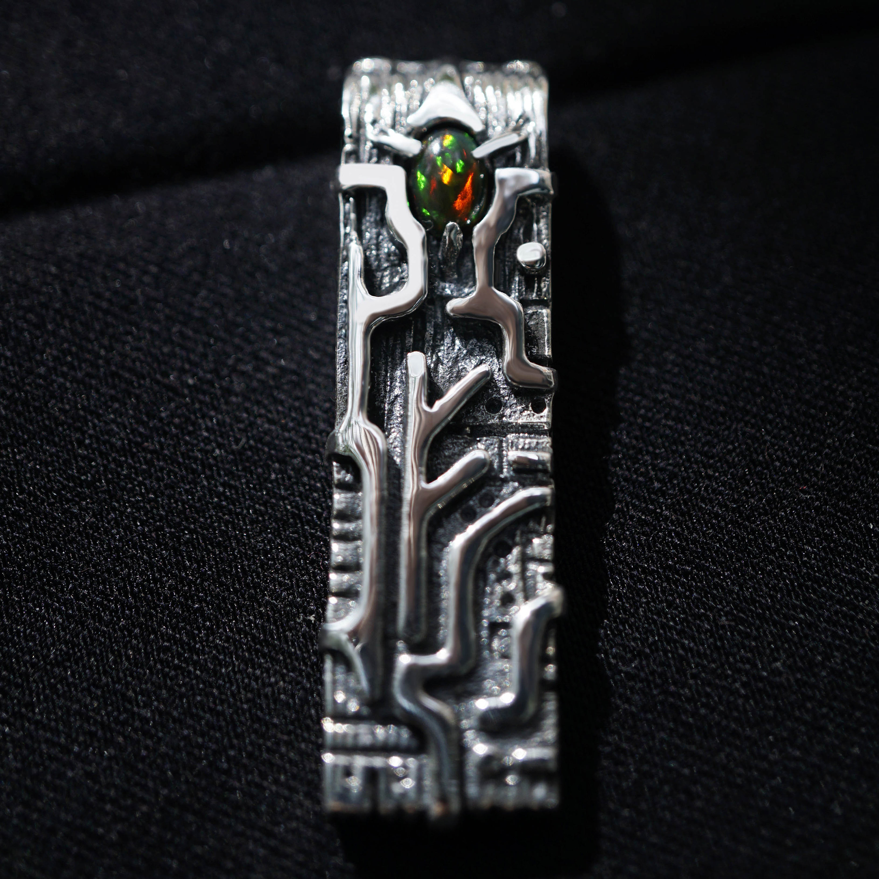 Fehu Rune Necklace Black Opal Necklace Rune Mens Necklace From - Etsy