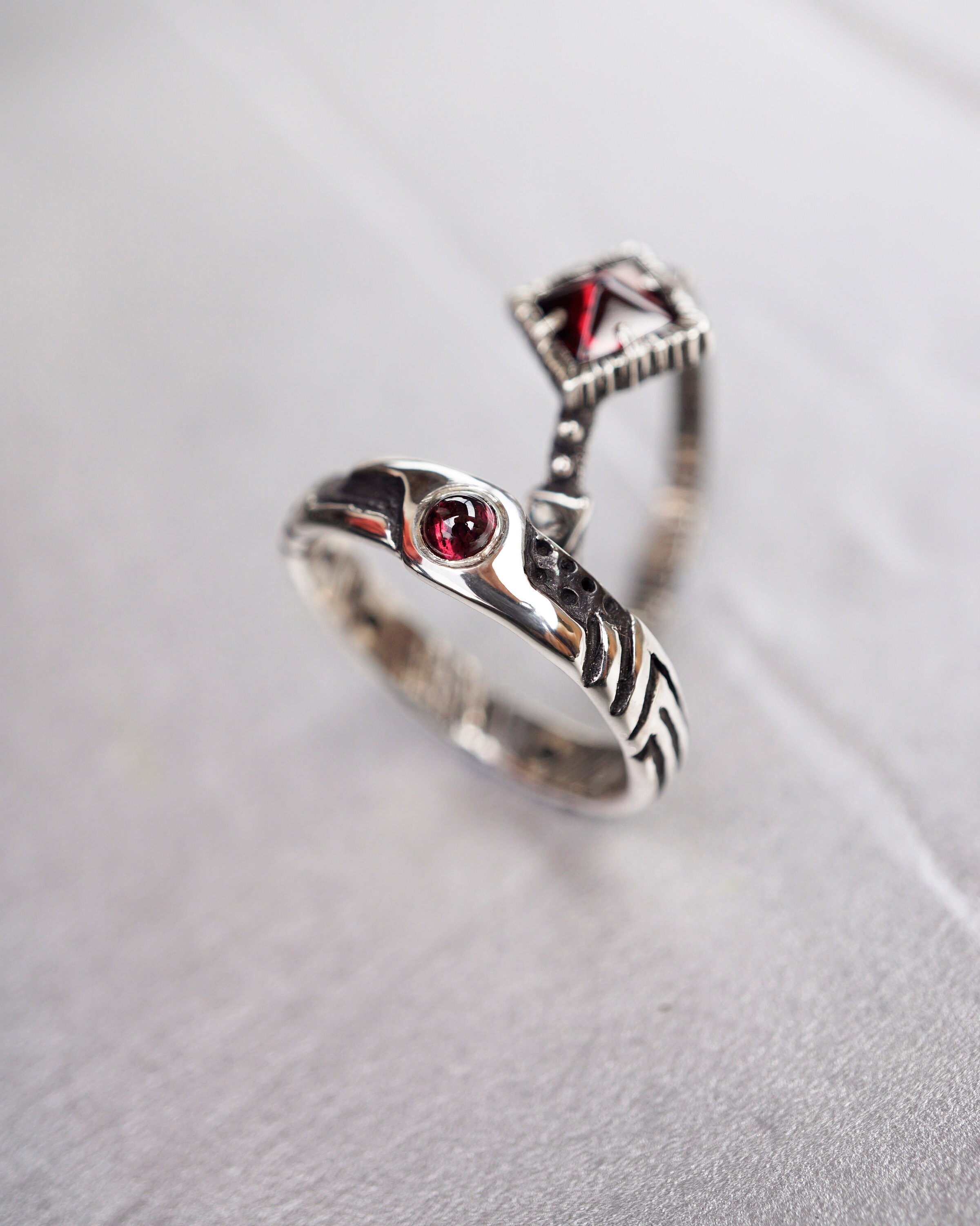 Mens Engagement Ring Cyberpunk Ring Man Garnet Ring Mens - Etsy