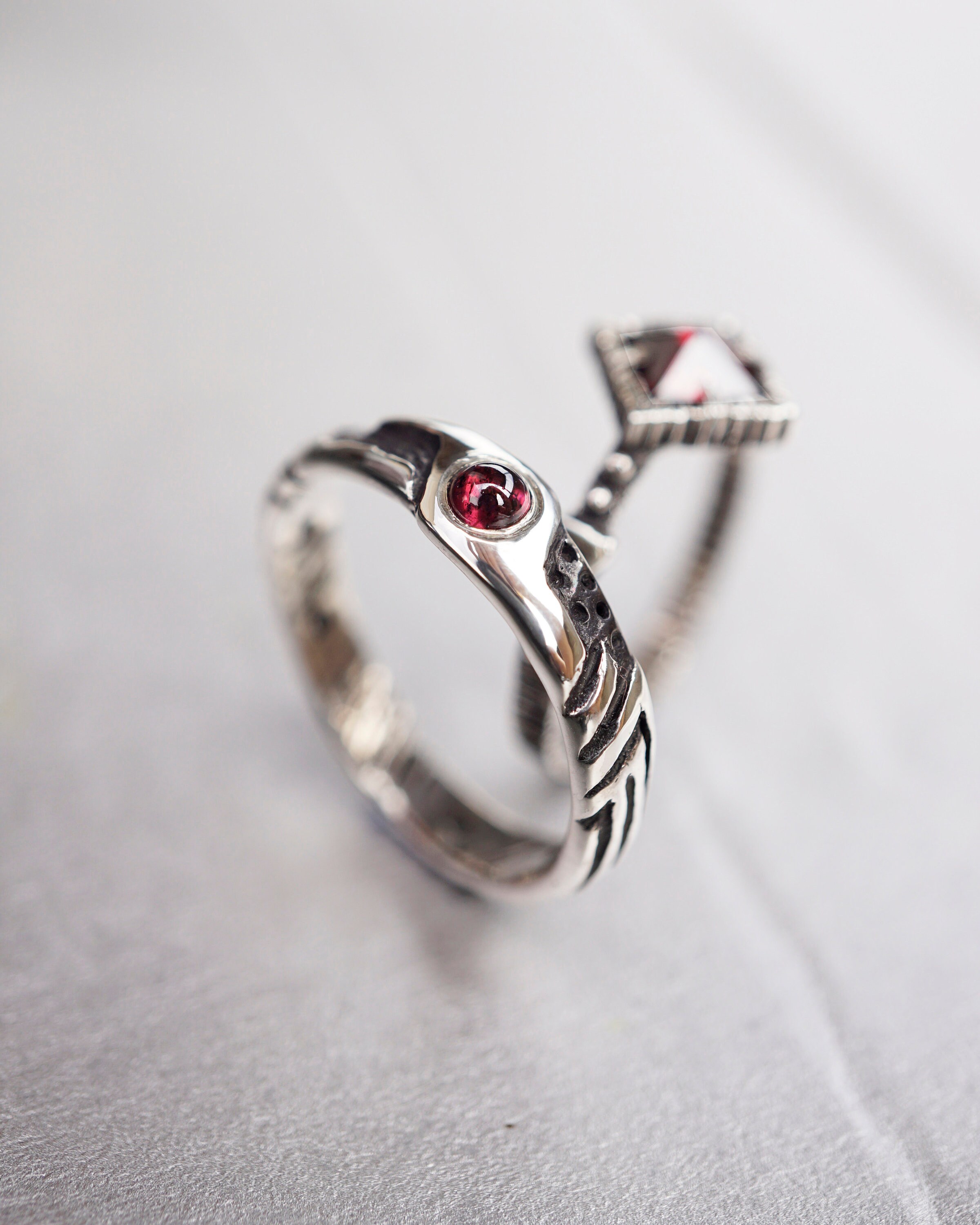 Mens Engagement Ring Cyberpunk Ring Man Garnet Ring Mens - Etsy