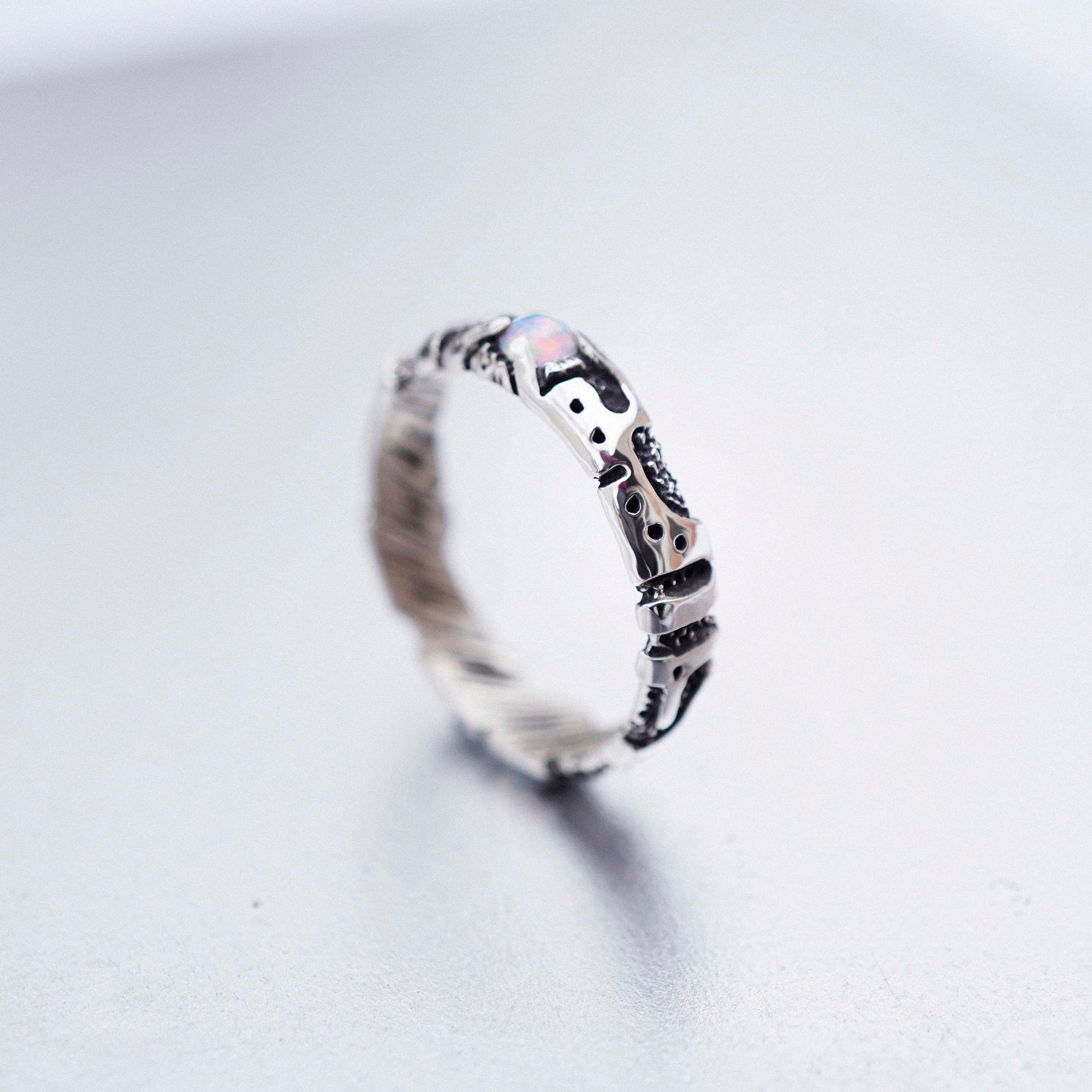 Mens Ethiopian Opal Ring From Sterling Silver "unit" Mens Silver Band ...