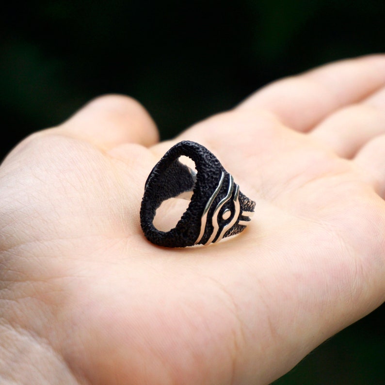 Eye of Horus Ring Egyptian Eye Ring Sterling Silver Ring Black - Etsy