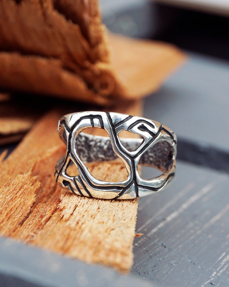 Mens silver Cyberpunk ring Unique Mens ring Industrial | Etsy