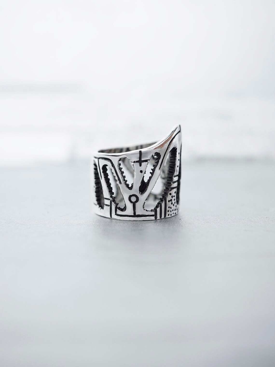 Long Tube Ring Chunky Wide Band Ring Statement Big Silver Ring | Etsy