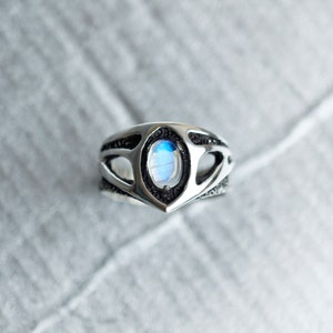 Gothic Engagement Moonstone Ring Unique Wedding Ring Crown Alternative ...