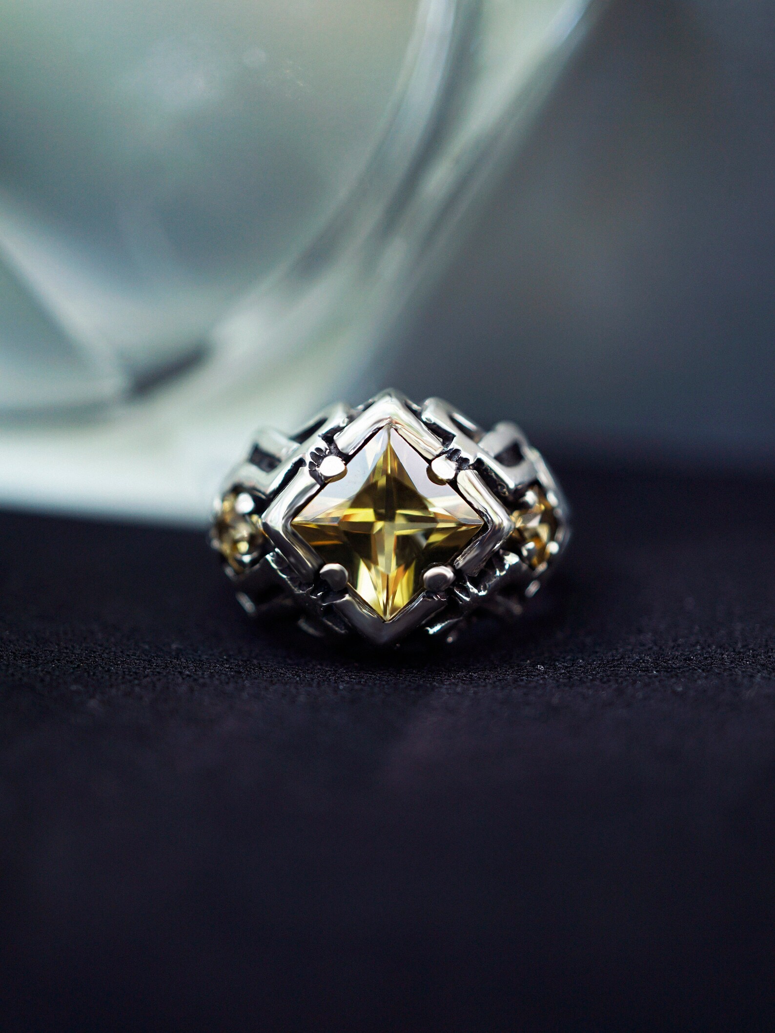 Cyberpunk Unique Citrine Ring and Garnet Ring Sterling Silver - Etsy