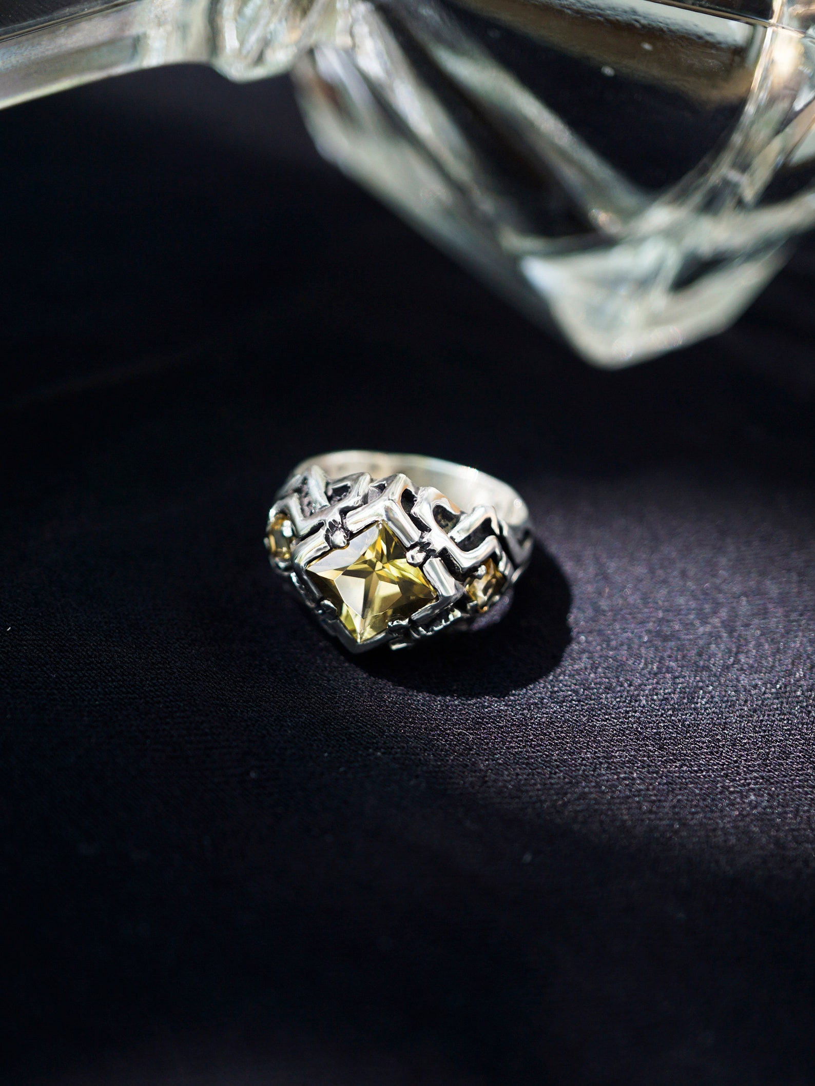 Cyberpunk Unique Citrine Ring and Garnet Ring Sterling Silver - Etsy