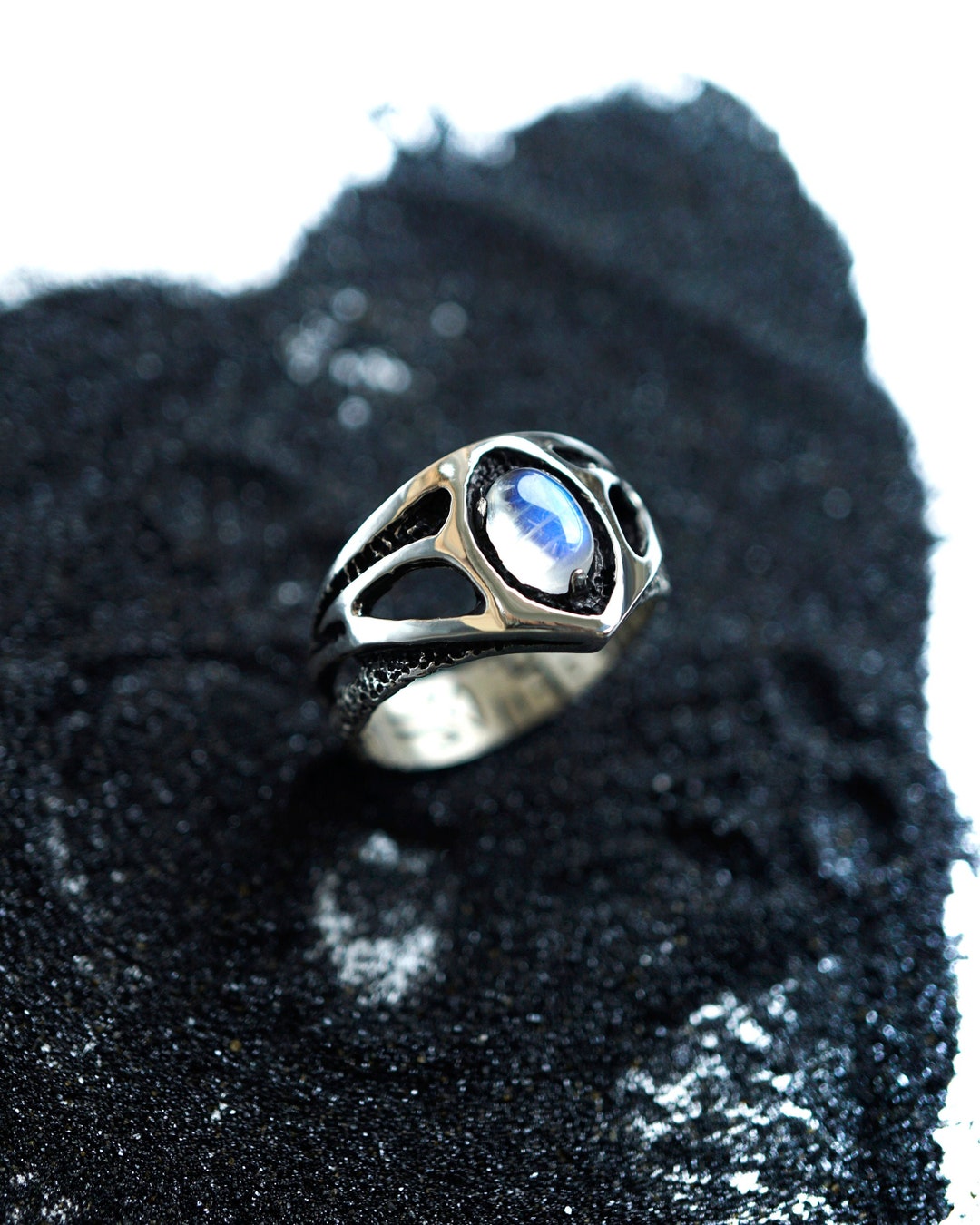 Gothic Moonstone Engagement Ring | Sterling Silver Crown Ring, June ...