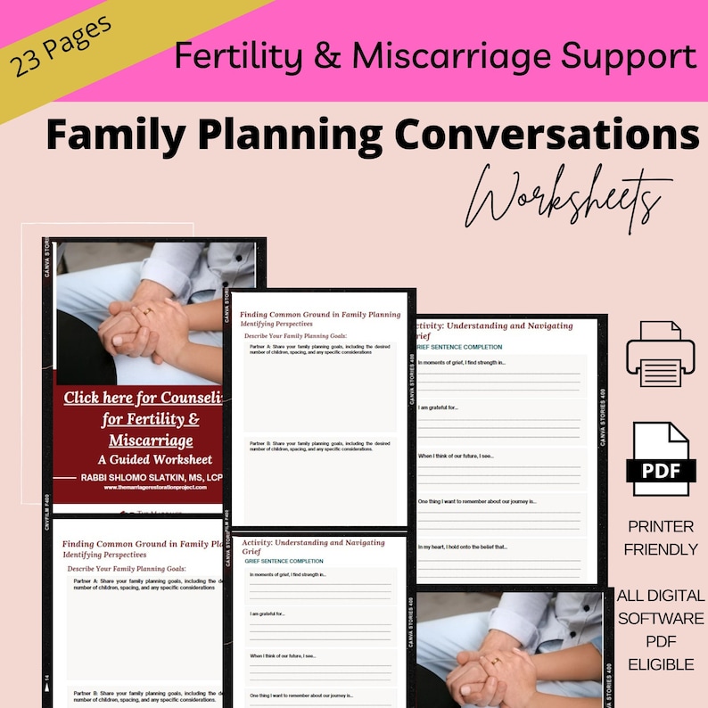 Printable Pregnancy Loss Therapy Worksheets, Trying to Conceive ...